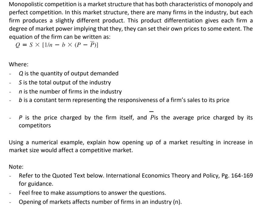 Solved Monopolistic competition is a market structure that | Chegg.com
