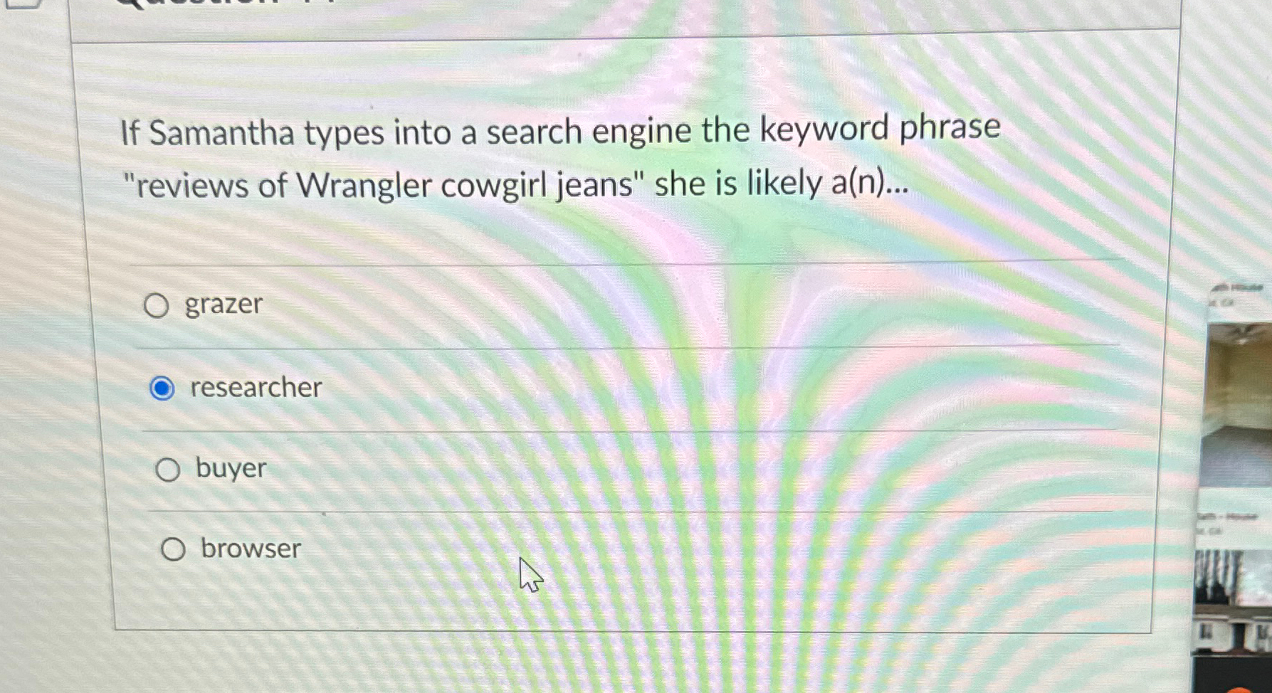 Solved If Samantha types into a search engine the keyword | Chegg.com