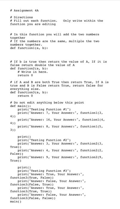 Solved Assignment #4A: Functions Part 1 14 pts Not Submitted | Chegg.com
