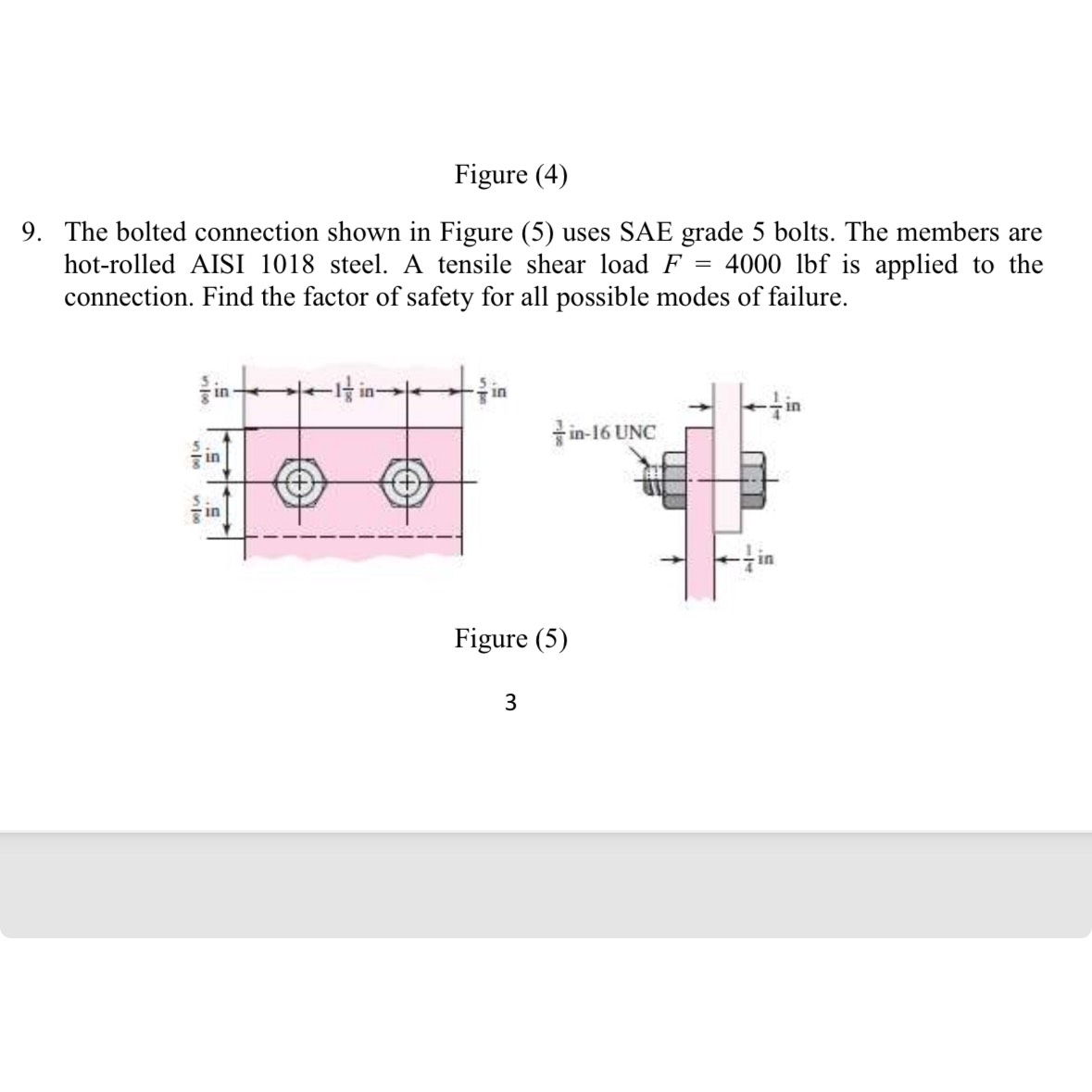 Solved Figure (4)9. ﻿The bolted connection shown in Figure | Chegg.com