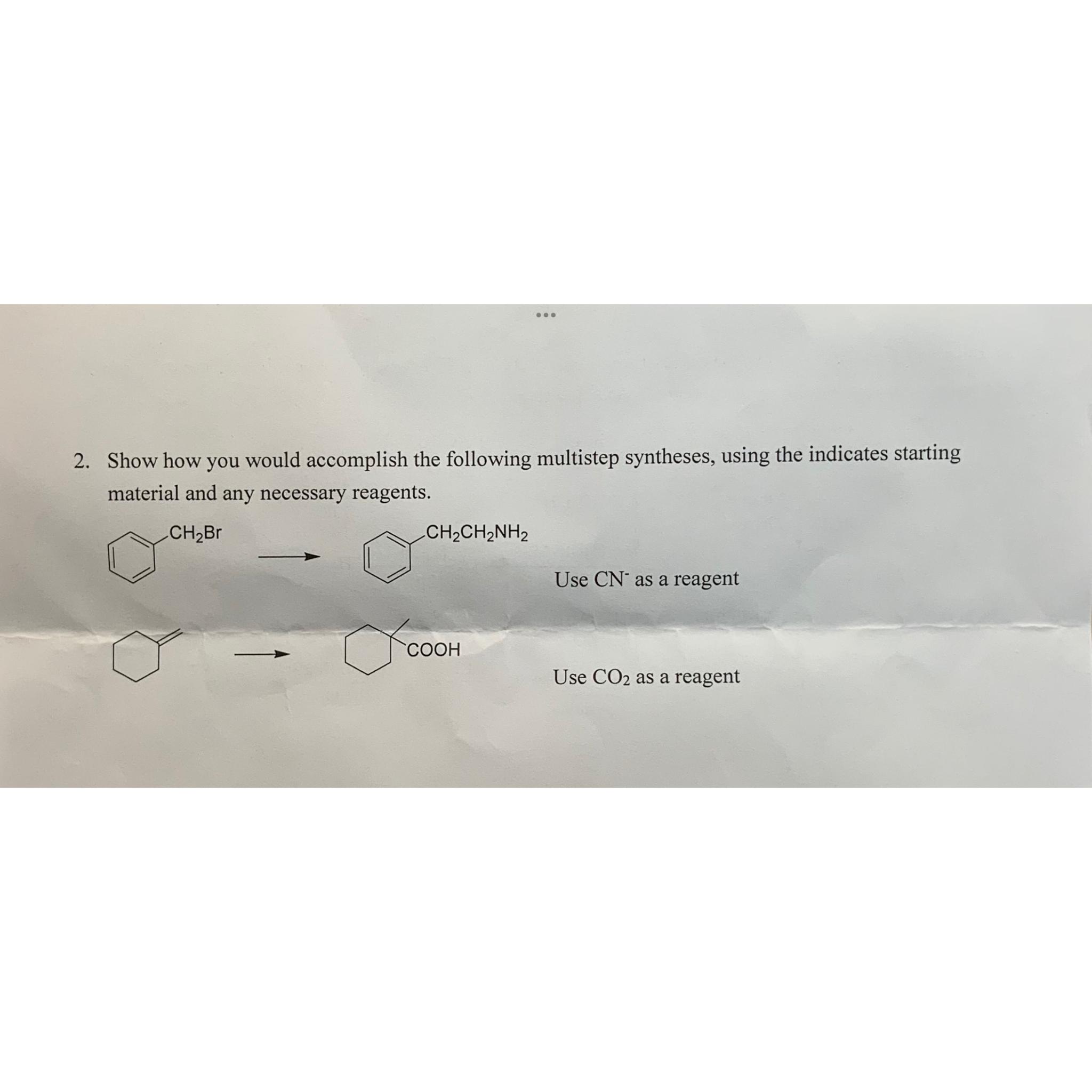 Solved Show how you would accomplish the following multistep | Chegg.com