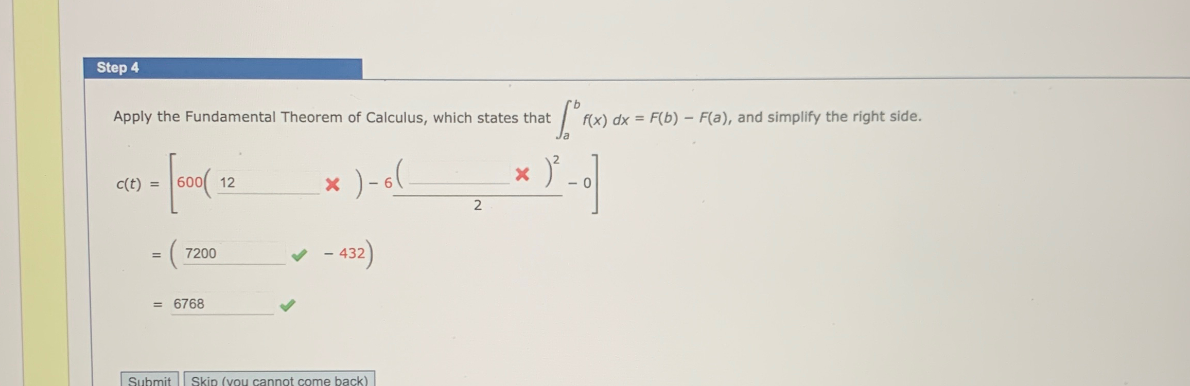 Step 4Apply the Fundamental Theorem of Calculus, | Chegg.com