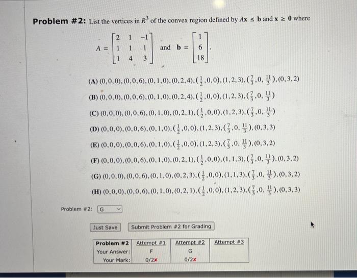 Solved Problem #2: List the vertices in R3 of the convex | Chegg.com