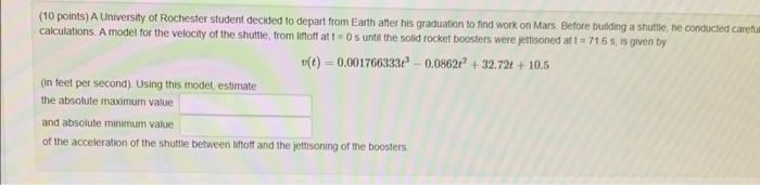Solved (10 points) A University of Rochester student decided | Chegg.com