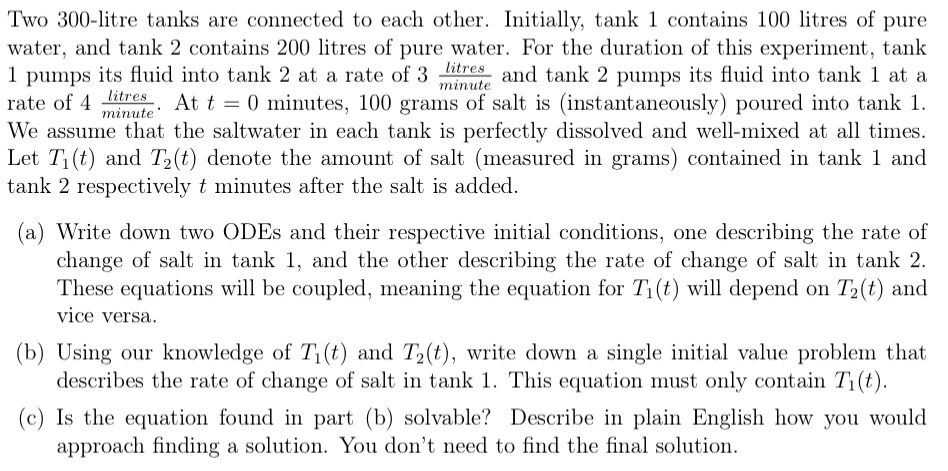 Solved Two 300-litre tanks are connected to each other. | Chegg.com