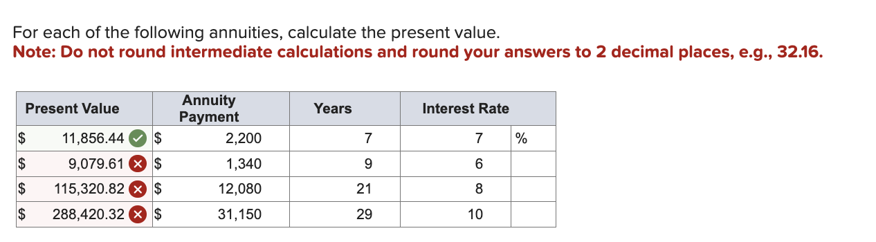 For each of the following annuities, calculate the | Chegg.com