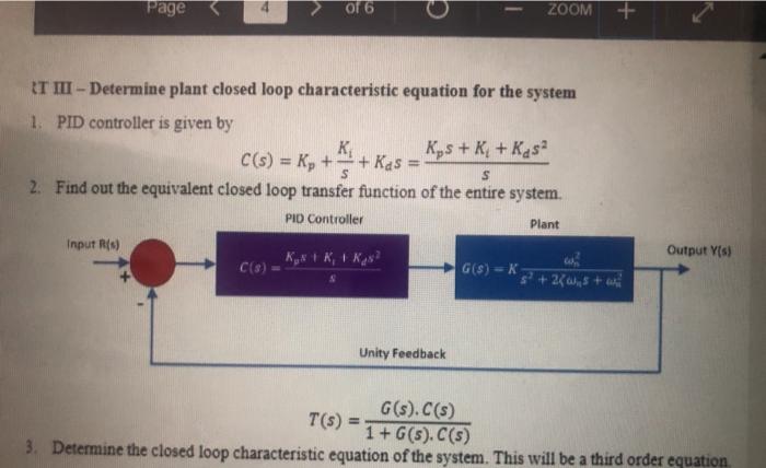 Solved Page of 6 ZOOM + IT III - Determine plant closed loop | Chegg.com