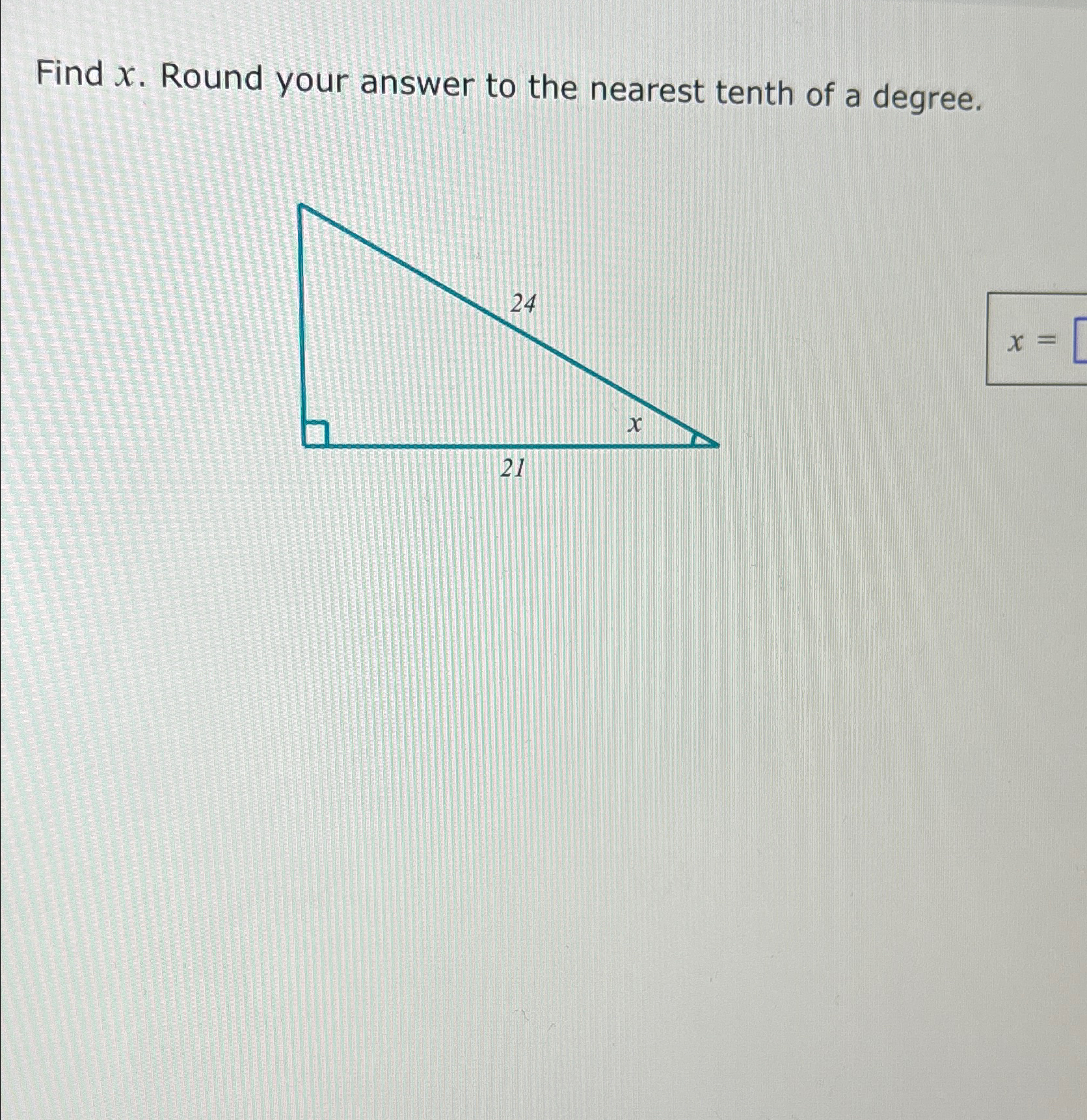 Find x. ﻿Round your answer to the nearest tenth of a | Chegg.com