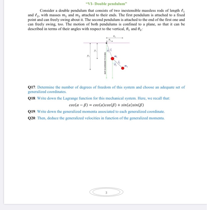 Solved "VI-Double pendulum" Consider a double pendulum that | Chegg.com