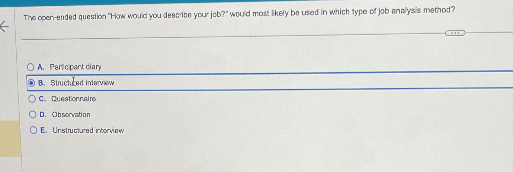 Solved The open-ended question "How would you describe your | Chegg.com