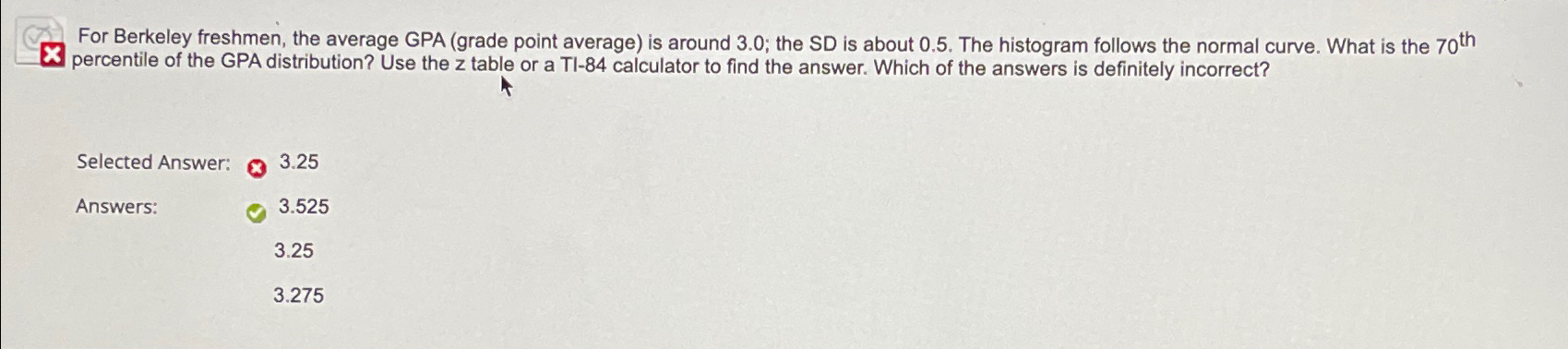 Solved For Berkeley freshmen, the average GPA (grade point | Chegg.com