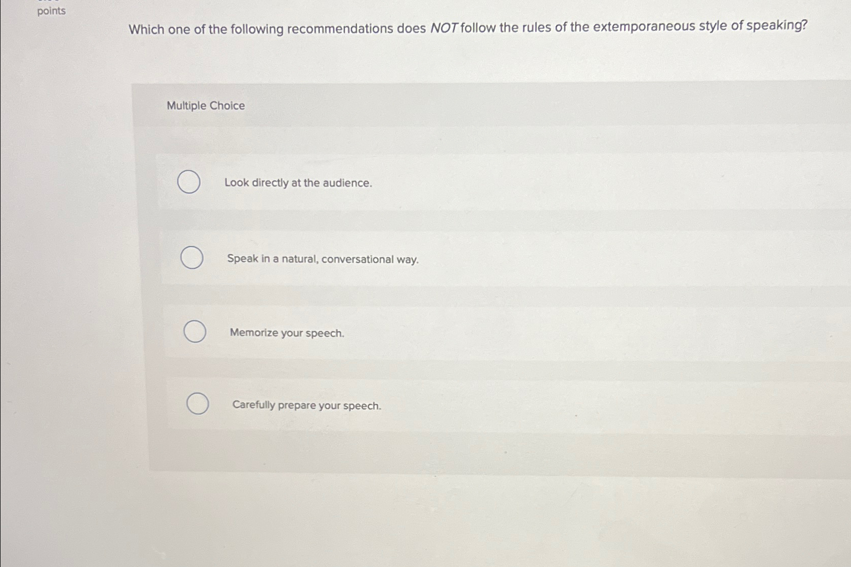 Solved pointsWhich one of the following recommendations does | Chegg.com