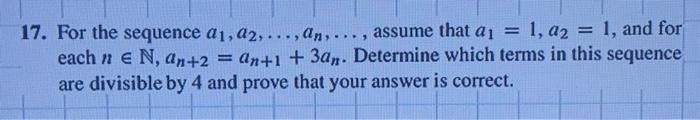 Solved 17. For the sequence a1,a2,…,an,…, assume that | Chegg.com