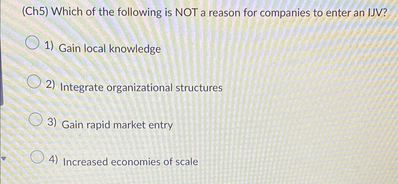 Solved (Ch5) ﻿Which of the following is NOT a reason for | Chegg.com