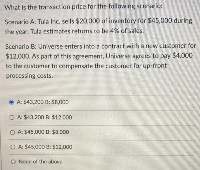 Solved What is the transaction price for the following | Chegg.com