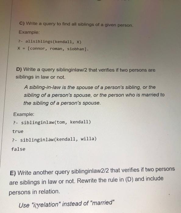Solved Consider The Following Prolog Database Married 0816