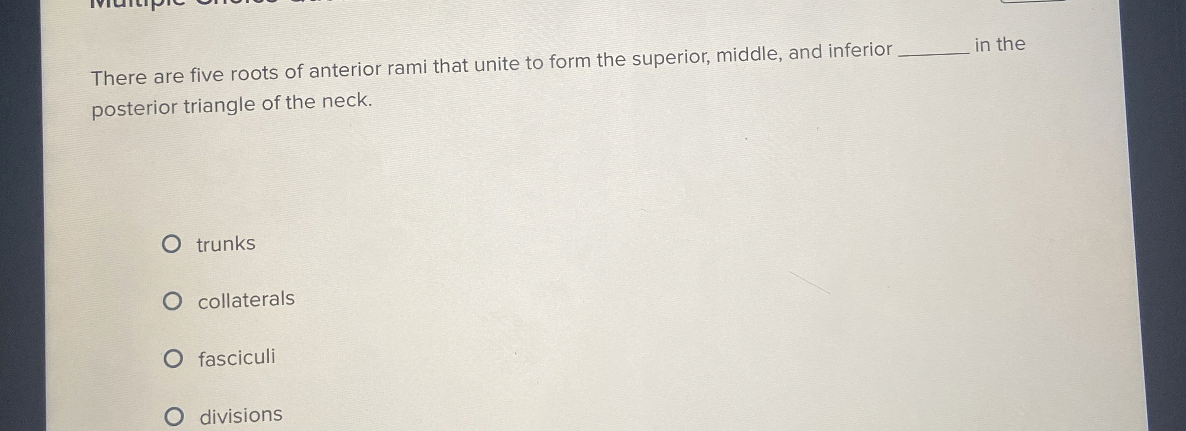 Solved There are five roots of anterior rami that unite to | Chegg.com