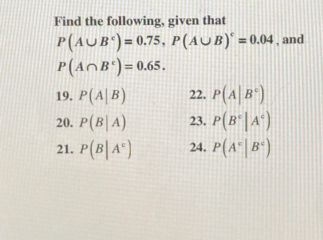 Solved Find the following, given that | Chegg.com