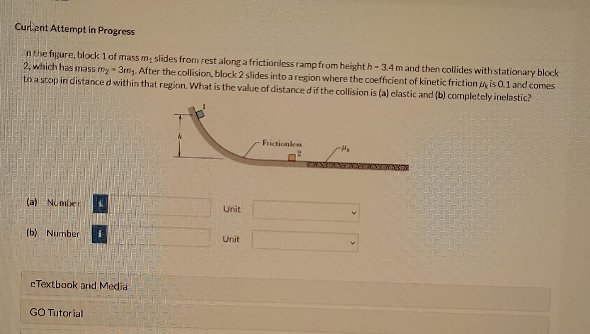 Solved In the figure, block 1 of mass m1 slides from rest | Chegg.com