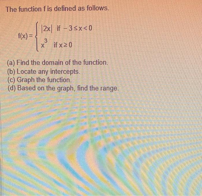 Solved The function f is defined as follows. f(x)={∣2x∣x3 if | Chegg.com