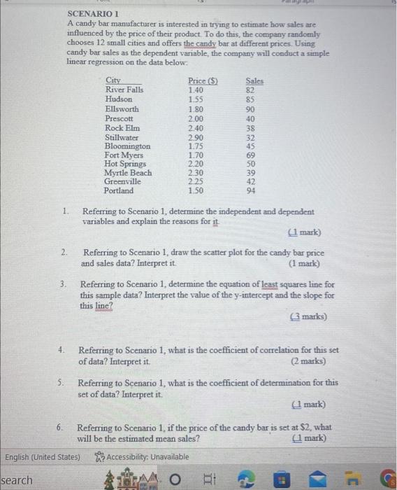 Solved SCENARIO 1 A candy bar manufacturer is interested in | Chegg.com