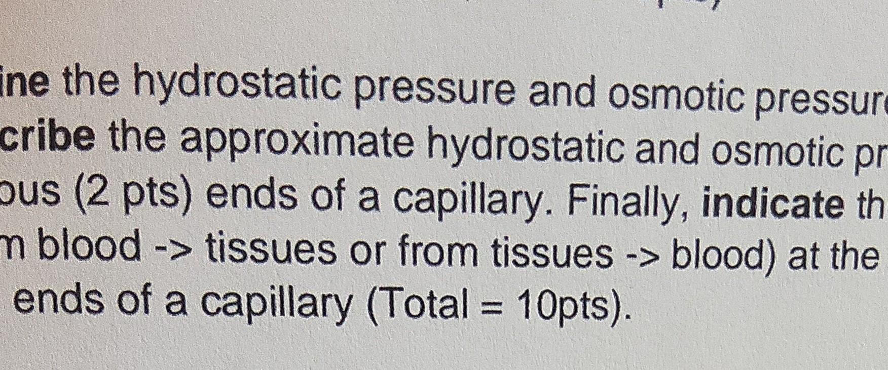 Solved ne the hydrostatic pressure and osmotic pressur cribe | Chegg.com