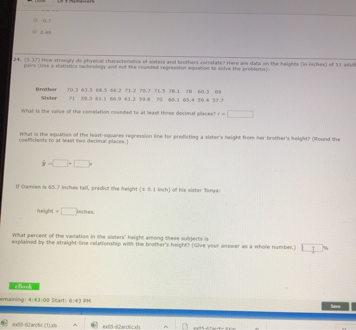 Solved Ch 3 Homework O-0.7 0.49 24. (5.37) How strongly do | Chegg.com