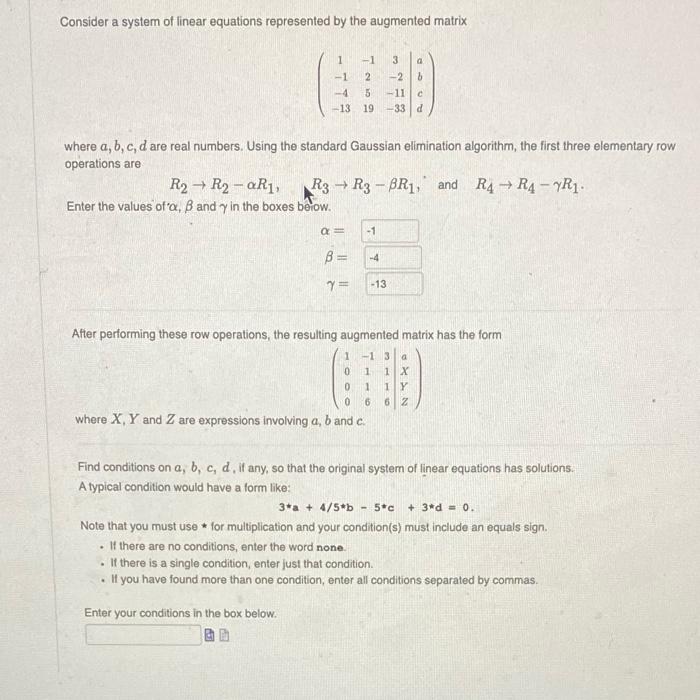 Solved Consider a system of linear equations represented by | Chegg.com