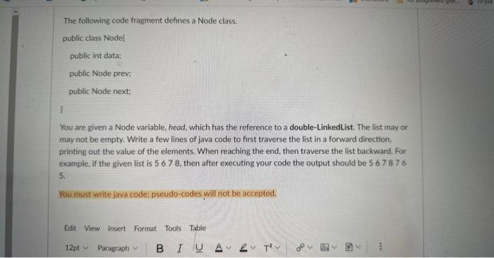 Solved The following code fragment defines a Node class. | Chegg.com