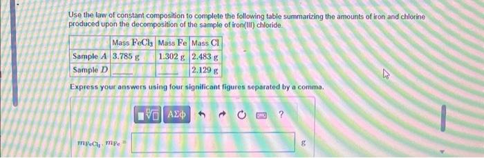 Solved Use the law of constant composition to complete the | Chegg.com