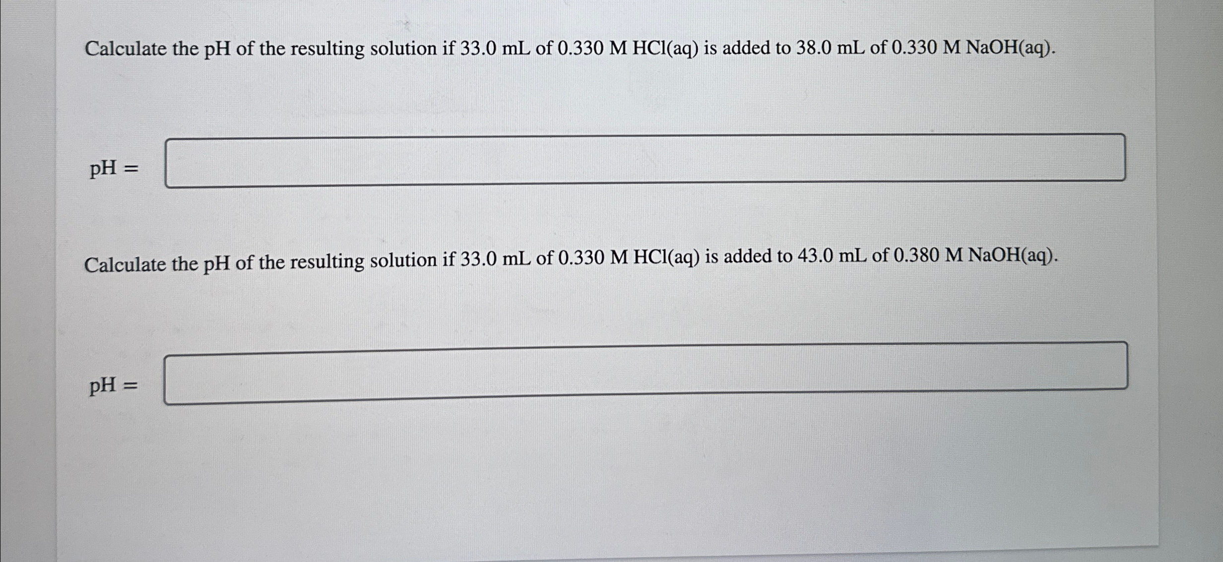 Solved Calculate the pH ﻿of the resulting solution if 33.0mL | Chegg.com
