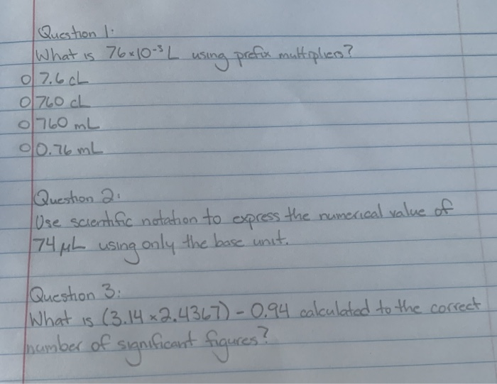 Solved using prefix multiplier? Question ! ( What is 76*10-3 | Chegg.com