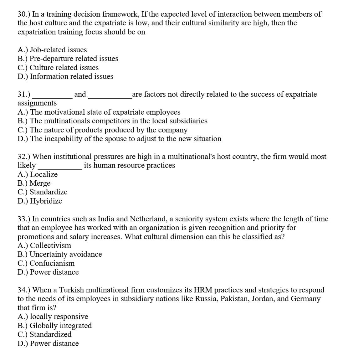 30.) In a training decision framework, If the | Chegg.com