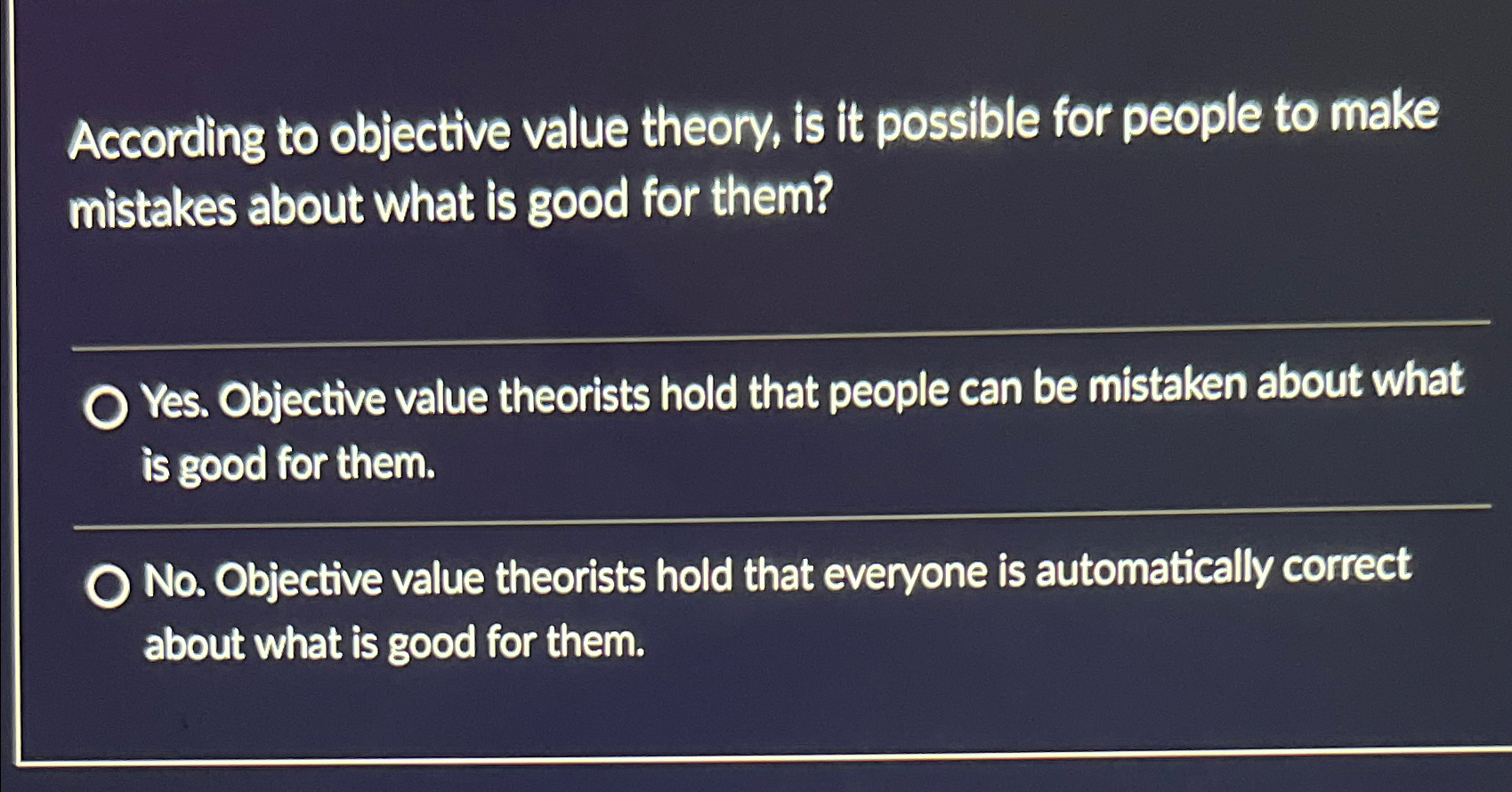 Solved According to objective value theory, is it possible | Chegg.com