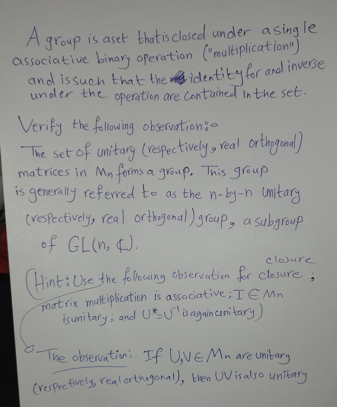 Solved A group is aset thatisclosed under a single | Chegg.com