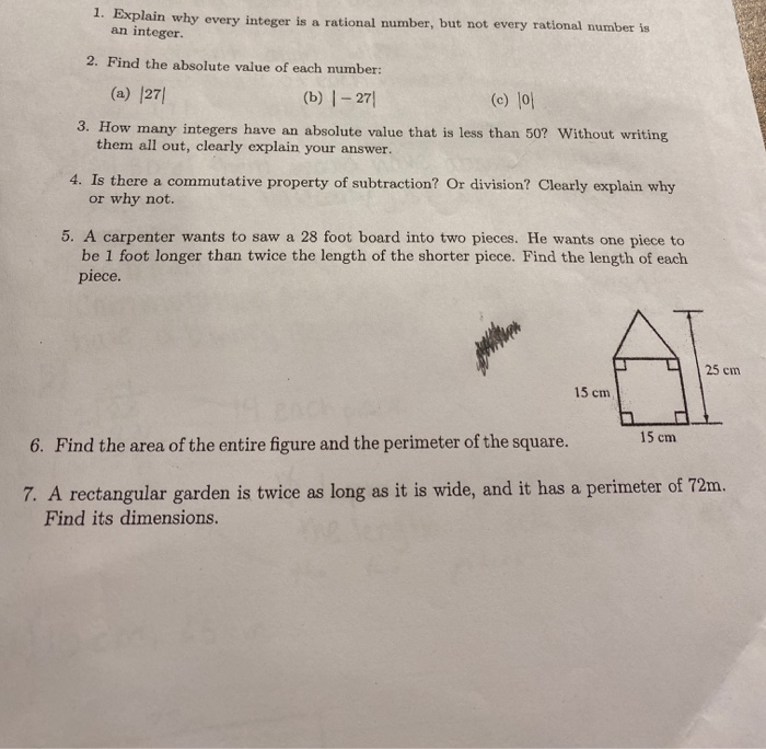 Solved 1. Explain why every integer is a rational number, | Chegg.com