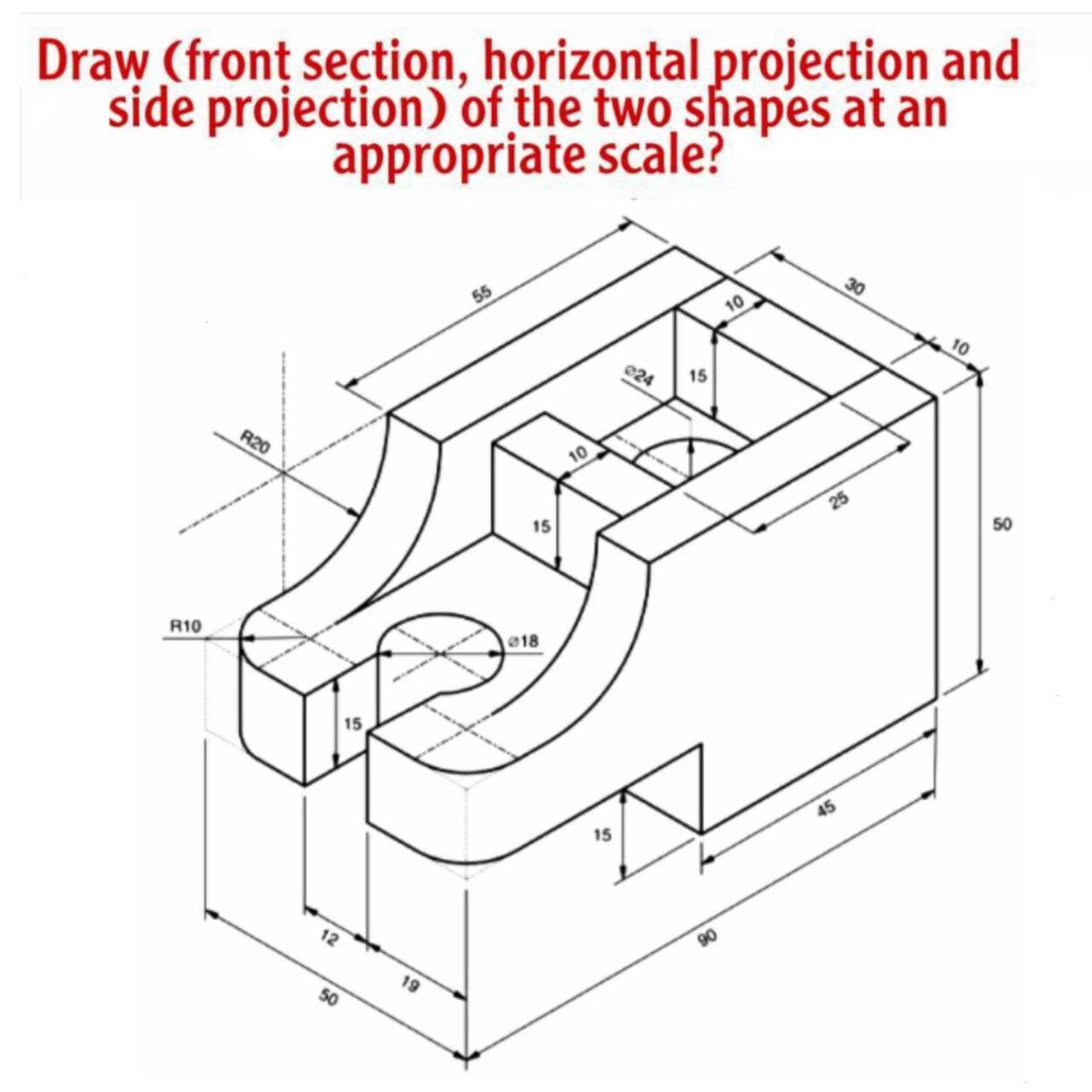 Solved Draw (front section, horizontal projection and side | Chegg.com