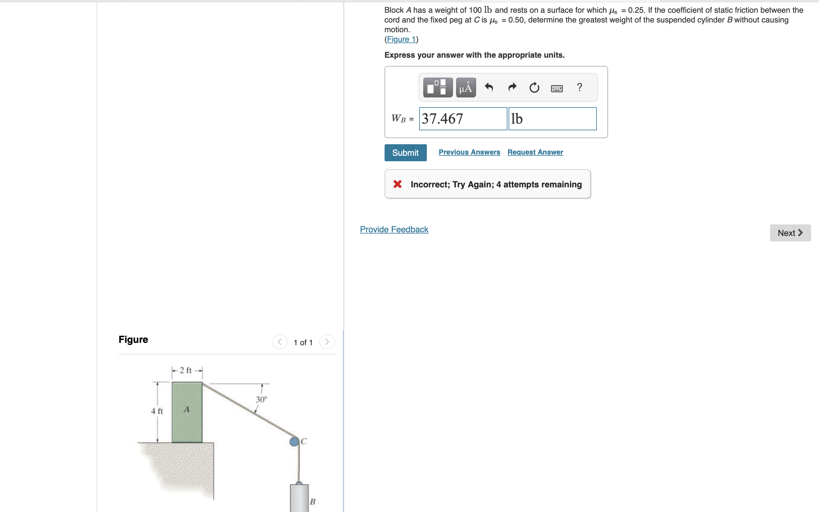 Solved Block A has a weight of 100lb ﻿and rests on a surface | Chegg.com