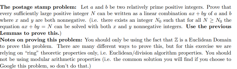 The postage stamp problem: Let a and b ﻿be two | Chegg.com