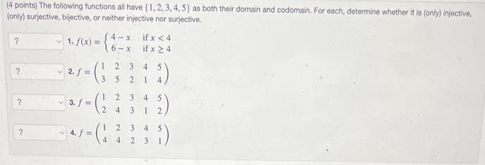 Solved (4 points) The following functions all have | Chegg.com