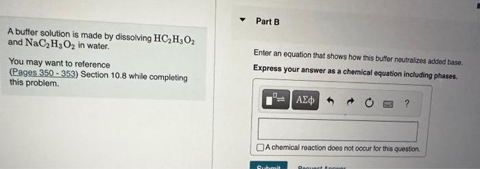 Solved A buffer solution is made by dissolving HC2H3O2 and | Chegg.com
