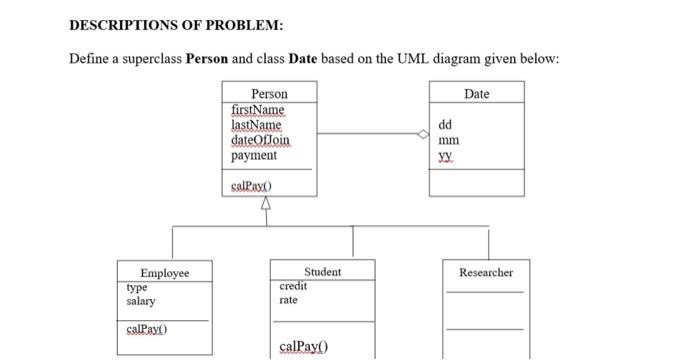 Solved DESCRIPTIONS OF PROBLEM: Define a superclass Person | Chegg.com