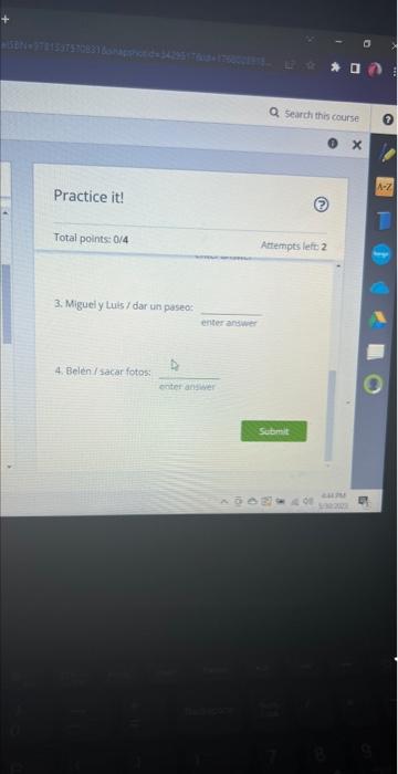 Form sentences with the acabar de + infinitive | Chegg.com
