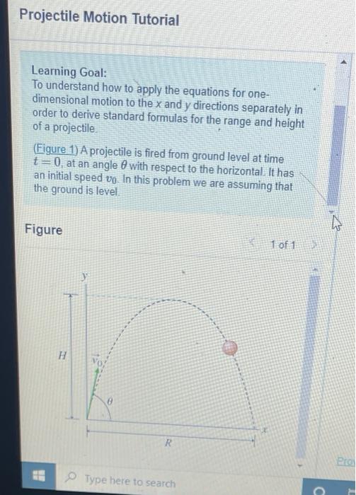 Solved Projectile Motion Tutorial Learning Goal: To | Chegg.com