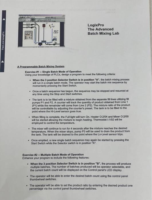Solved A LogixPro The Advanced Batch Mixing Lab 14 | Chegg.com