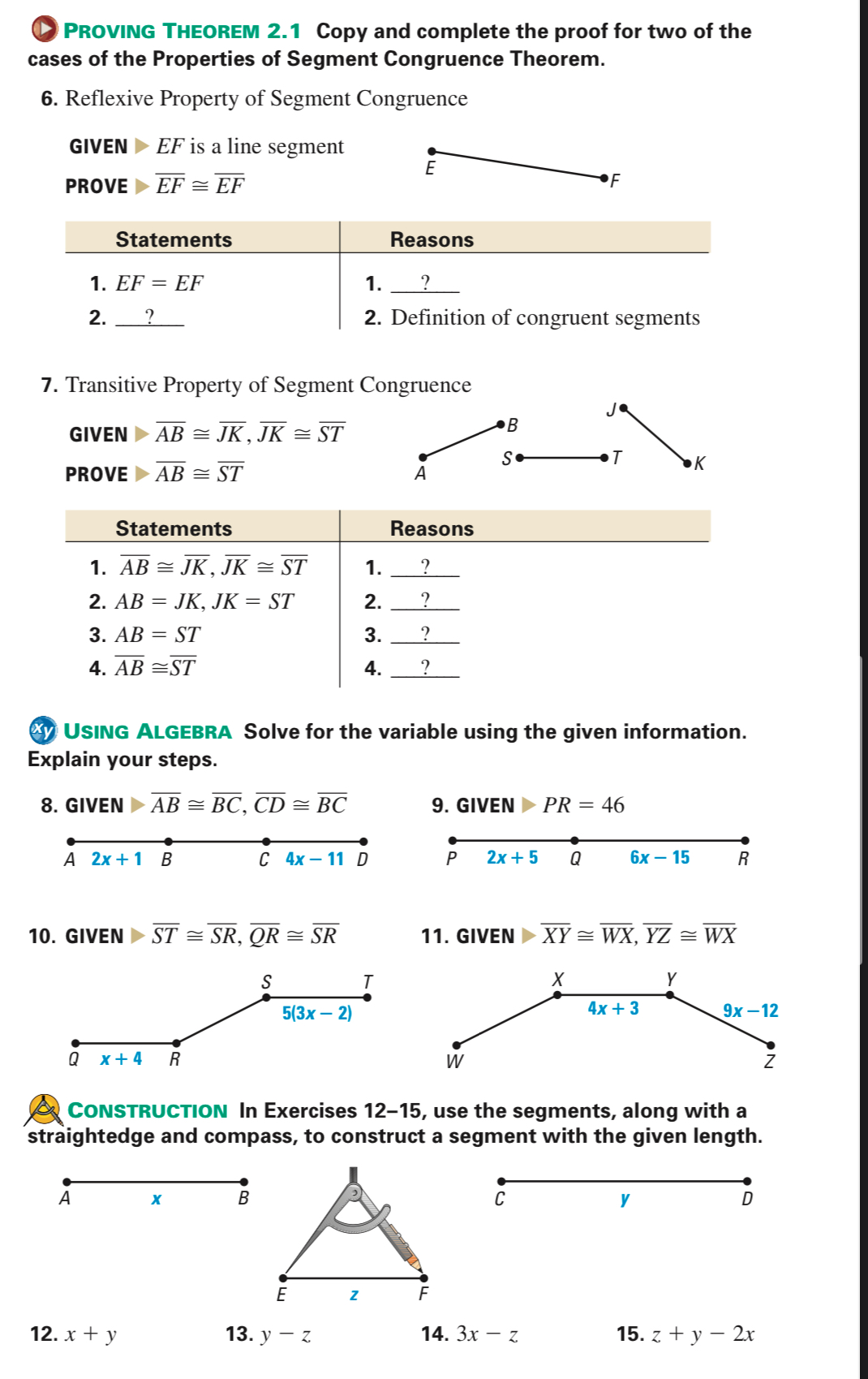 Solved PROVING THEOREM 2.1 ﻿Copy and complete the proof for | Chegg.com
