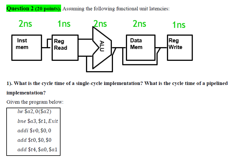 Solved . ﻿What is the cycle time of a single-cycle | Chegg.com