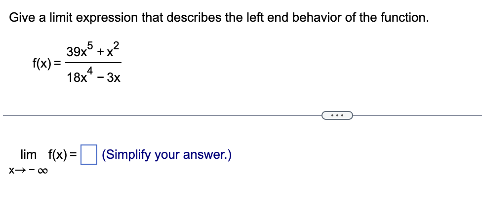 Solved Give a limit expression that describes the left end | Chegg.com