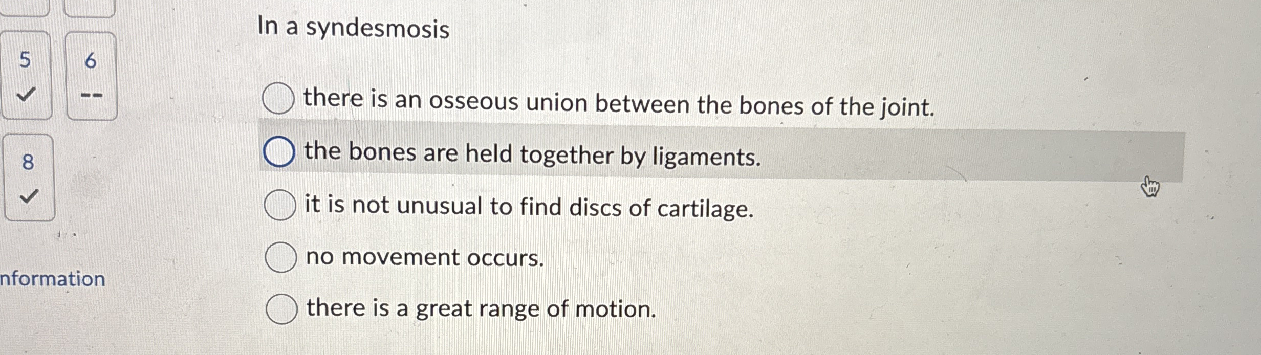 Solved In a syndesmosis56there is an osseous union between | Chegg.com