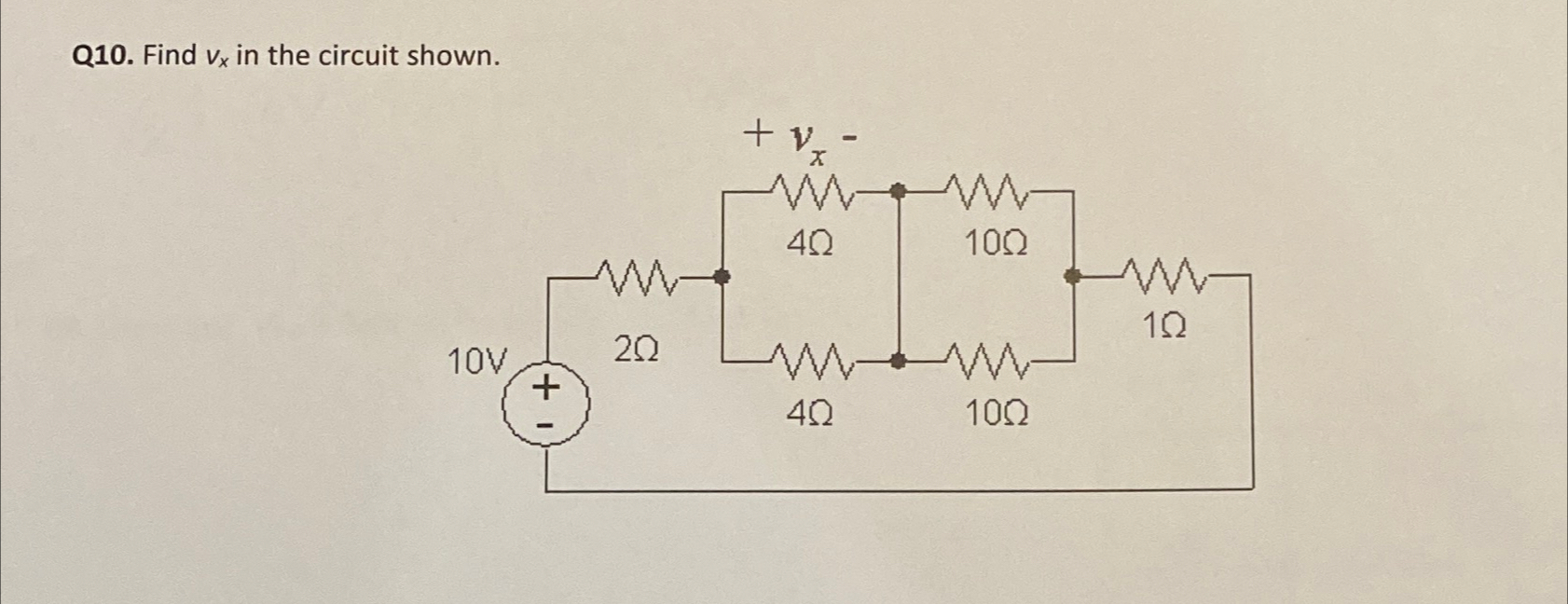 Solved Q10. ﻿Find vx ﻿in the circuit shown. | Chegg.com